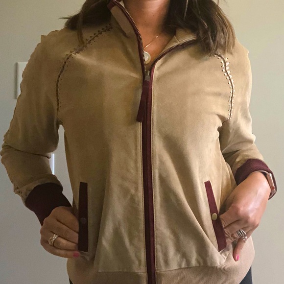 ecru | Jackets & Coats | Ecru Suede Sporty Jacket | Poshmark